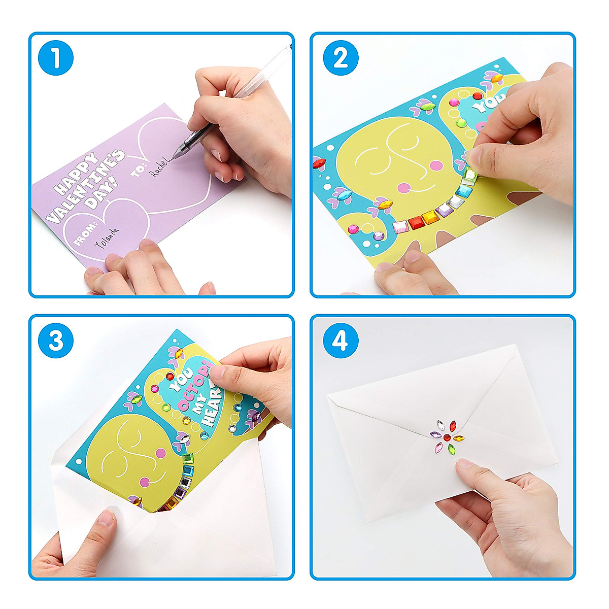 JOYIN 28 Packs Valentine Cards with Mosaic Crystal Gem Sticker Art Kits for Kids Valentine's Day DIY Craft Jewels Valentines Day Classroom Exchange Prizes and Gifts, Valentine’s Greeting Cards