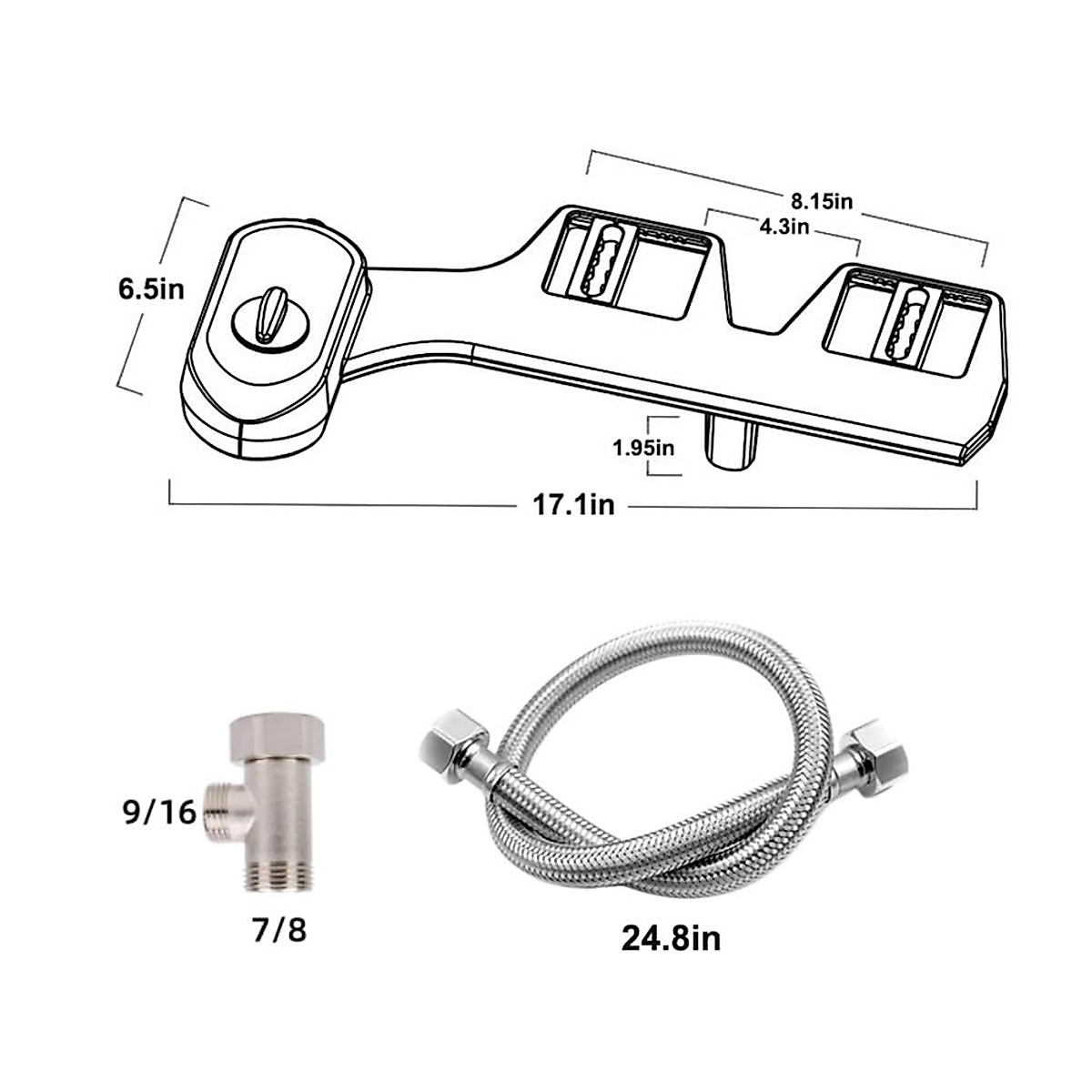 RADAAB Bidet Attachment for Toilet, Dual Nozzle with Self-Cleaning Bidet Toilet Seat (Frontal/Rear Wash) for Toilet Bathroom Bidet Toilet Sprayer