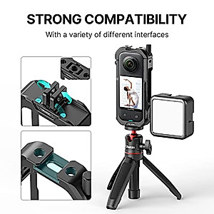 Protective Cage for insta360 X3 Accessories - ULANZI C-X3 insta360 X3 Vlog Case I Aluminum Alloy I 2 Cold Shoe I Silicone Lens Cover I Carrying Bag I No Block Mic Mount & Battery Replacement