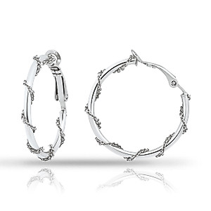Sterling Silver Chain Wrap Clip-On Hoop Earrings, 30mm