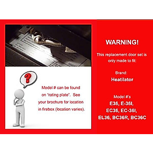 Fireplace Glass Door Set for Heatilator Fireplace Model# E36, E-36I, EC36, EC-36I, EL36, BC36R, BC36C (Black Finish)