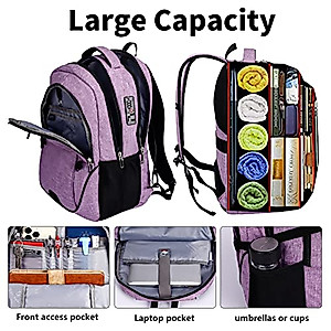 SHRRADOO Anti Theft Laptop Backpack Travel Backpacks with usb Charging Port for Women Men College Backpack Computer Bag Fits 17 Inch Laptop,Purple