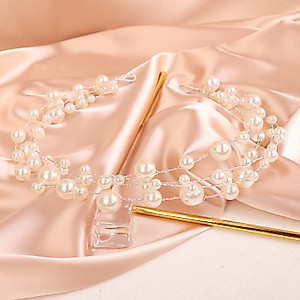 Kercisbeauty Pearl Layer Headband for Women Wedding Bridal Hair Tiara Handmade Headpiece for Wedding Prom Special Occasion Photo Shoot (Silver)