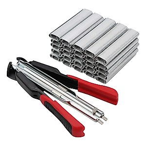 nomal Spring Loaded Hog Ring Pliers Kit with 2500pcs Hog Rings Automatic Fencing Manual Pliers Fastening Clamp Installation Equipment Tool for Chicken Rabbit Pet cage Seal Bag Car Cushion