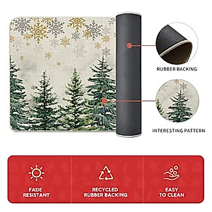 Artoid Mode Xmas Trees Deer Snowflakes Christmas Kitchen Mats Set of 2, Winter Home Decor Low-Profile Kitchen Rugs for Floor - 17x29 and 17x47 Inch