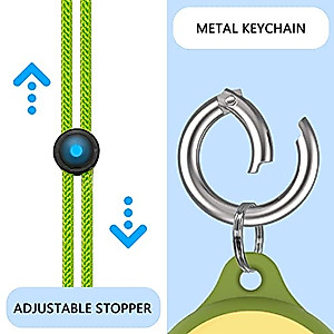 Air tag Necklace with Adjustable Length, Cute Cartoon Airtags 4 Pack Holder Soft Silicone Skin-Friendly Apple Airtags Case for Kids with Key Ring, Screen Protector