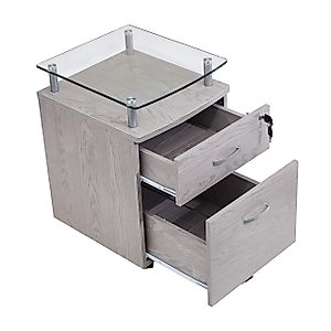 Techni Mobili Rolling Glass Top File Cabinet, Regular, Gray