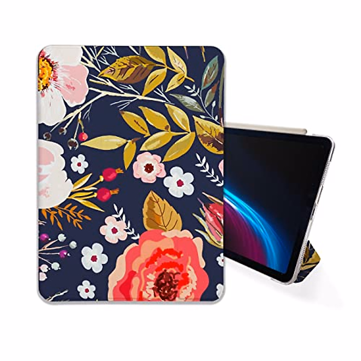 Cute Poppy Kawaii Painted Flowers case Compatible with iPad Mini Air Pro 7.9 8.3 9.7 10.2 10.9 11 12.9 inch Pattern Cover New 2022 2021 Trifold Stand 3 4 5 6 7 8 9 Generation 02 (10.9" Air 4)