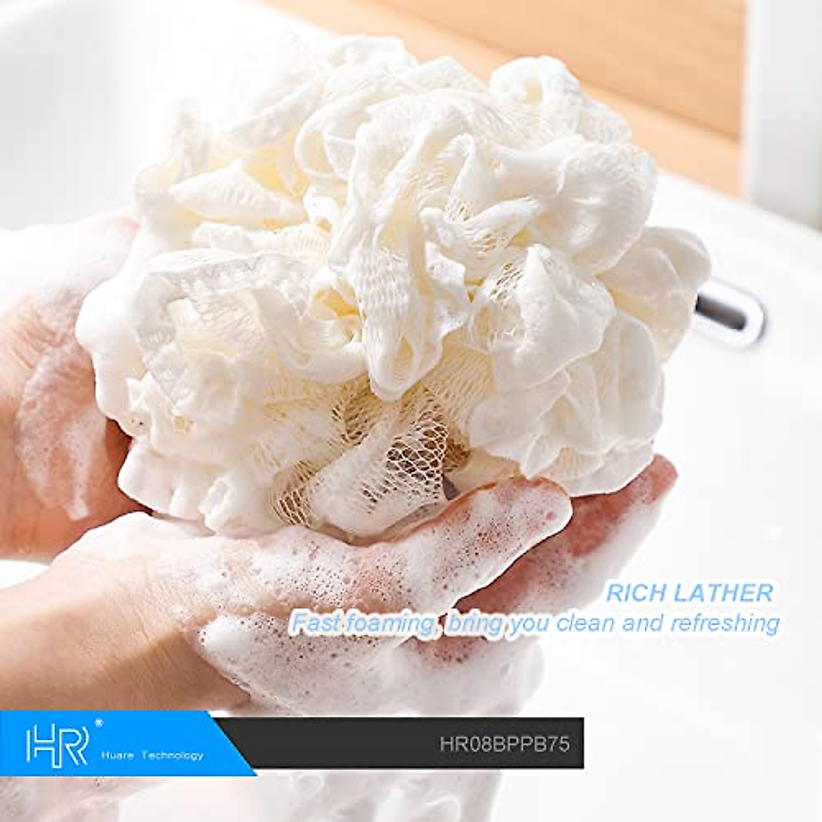 Loofah Sponge 75g Bath Sponge Exfoiating Body Scrubber HR Huare Technology Shower Loofah 3 Pack, Stocking Stuffers Xmas Gift Set for Family and Friends