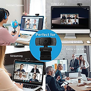 Macally 1080P Webcam with Microphone - Stay Connected Virtually - 120° Wide Angle HD 30FPS USB Computer Camera for Desktop - Web Cam for Streaming, Meetings, Skype, Zoom, PC, Laptop, Mac, Face Time