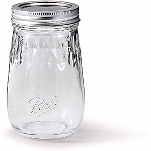 Ball Glass Flute Jars, 16 Ounces, 4 Pack