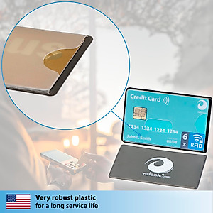 valonic Set of 6 RFID Blocking Sleeves - Transparent Front, Credit Card Protector Sleeve for Wallet - Protection Block for Debit Card, Passport and Metro Card