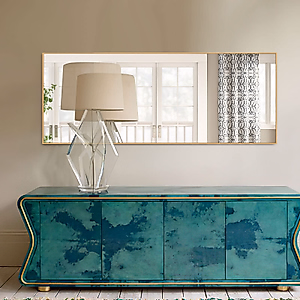 NeuType Full Length Mirror Wall Mirror 59" x 20" Gold Aluminum Alloy Frame Full Body Mirror Standing Mirror Floor Mirror for Living Room Bedroom Hallway Dressing