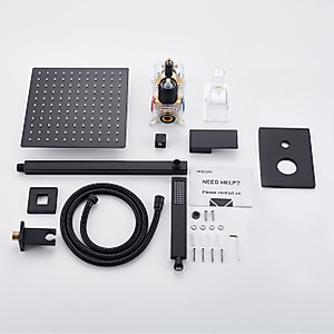 HoliSpa Black Shower System, Shower Faucet Set with 10-Inch Rain Shower Head and Handheld, Wall Mounted High-Pressure Shower Head Set, Shower Combo Set with Shower Valve and Shower Trim, Matte Black