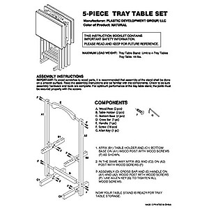Plastic Development Group Heavy Duty Versatile Compact Folding Portable Table 5 Piece Wood Television TV Tray Set, Natural