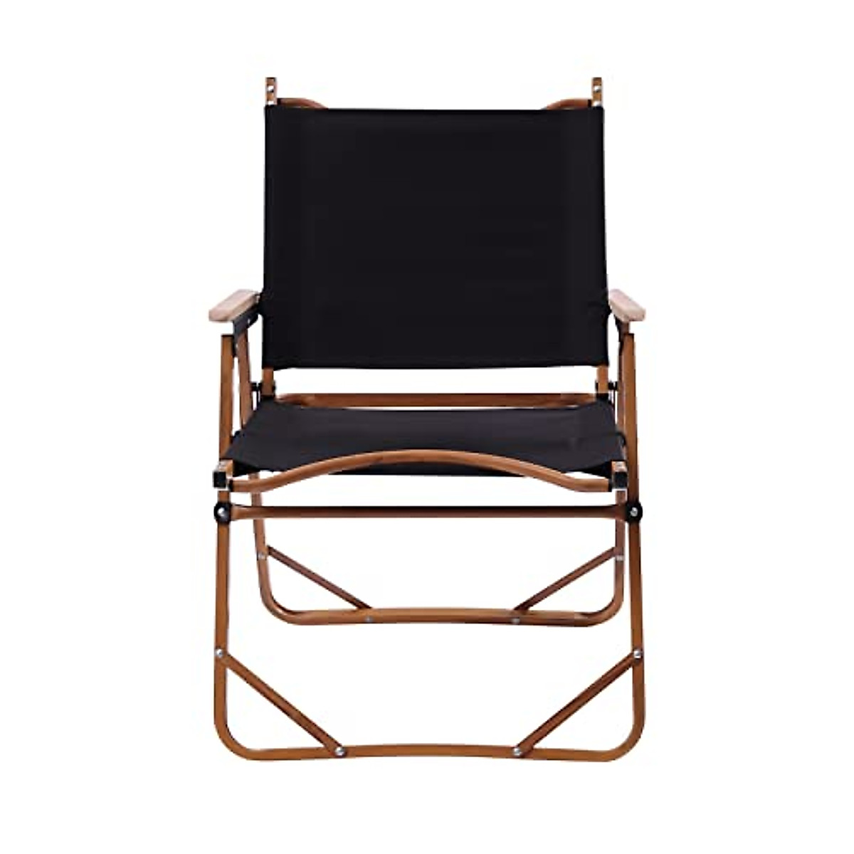 DYRABREST Outdoor Folding Camp Chair Wood Grain Portable Lawn Chairs 308 LBS Heavy Duty Travel Chair Aluminum Frame Lightweight Lounge Chair for Camping, Garden, Picnics, Patio, Beach (Black)