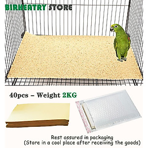 40PCS Gravel Liner Paper for Bird Cage,11x17 in Bird cage Liner Paper-Gravel Paper Special for Bird Cage in Sea Sand,Parrot Cage Sandpapers Cushion Pad Pet Bedding Accessories (40PCS 11 x 17 Inch)