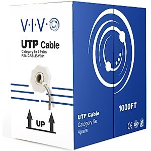 VIVO Gray 1,000ft Bulk Cat5e, CCA Ethernet Cable, 24 AWG, UTP Pull Box, Cat-5e Wire, Indoor, Network Installations CABLE-V001