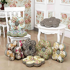 vctops Flower Shaped Chair Pad Farmhouse Floral Print Chair Seat Cushion Pad Soft Comfy Cotton Cushion Pillow (1132 Red, 16"x16")