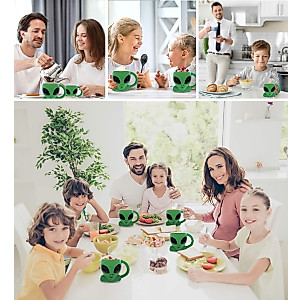 MUGNIV Novelty 3D Green Alien Mug - Cute Cute Coffee Mugs for Women and Men, Funny Coffee Mug Space Gift for Coffee Lovers, Cool Alien Head Fun Glassware Ceramic Mug for Hot and Cold Drinks - 17 Oz