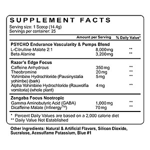 Psycho Pharma New Perfect Powders with Zengaba Energy Feel Good Focus Edge of Insanity - Most Intense Workout Powder for Focus, Strength & Energy