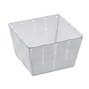 WENKO Adria Mini Square 20369100 Woven Plastic Storage Basket 14 x 9 x 14 cm White