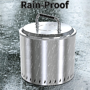 PARTAKER Stainless Steel Fire Pit Cover Lid for Solo Stove Bonfire, 19.5" Portable Fire Pit Cover with Heat-Resistant Handle, Outdoor Wood Burning and Low Smoke Camping Stove Accessory