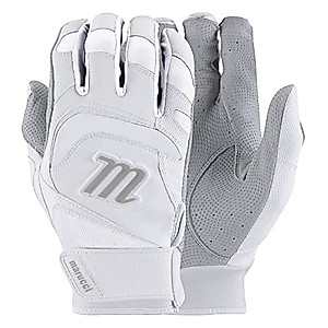 Marucci 2021 ADULT SIGNATURE BATTING GLOVES, WHITE/WHITE, ADULT SMALL