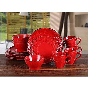 Lorren Home Trends LH526 Dinnerware Set for Entertaining, One Size, Red