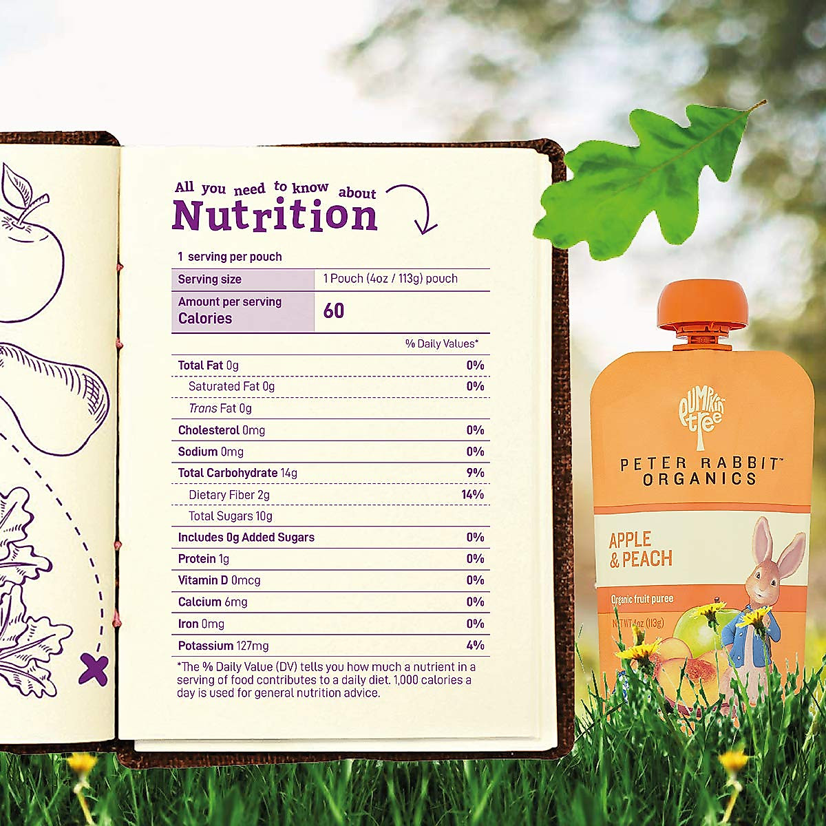 Peter Rabbit Organics, Apple & Peach, 4oz. Pouches (Pack of 10)