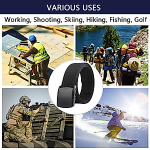 LionVII Mens Belt Web - Nylon Belt for Men with Plastic Buckle Durable Breathable Waist Belt for Work Travel Golf Sports, Adjustable [53" L x 1.5" W](Black)
