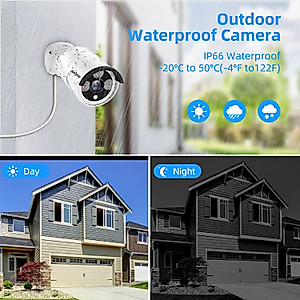 JouSecu Wired Security Camera System 4pcs 5MP Wired HD Outdoor POE IP Cameras, 3K 8CH NVR with 1TB HDD, True Plug & Play Home CCTV for Night Vision 24/7 Recording