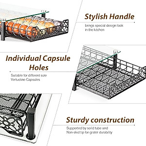RECAPS Coffee Pod Kitchen Organizer Storage Holder Pod Drawer Pods Holder Compatible with Vertuoline and VertuolinePlus Machines Tempered Glass Drawer Stores 40 Coffee Pods(Coffee Pods NOT Included)