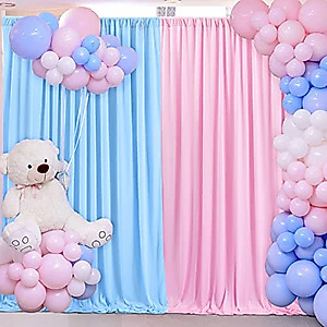 Pink Blue Backdrop Curtains for Gender Reveal Boy or Girl Parties Wrinkle Free Photo Curtains Backdrop Drapes Fabric Decoration for Birthday Party Baby Shower 5ft x 7ft,2 Panels