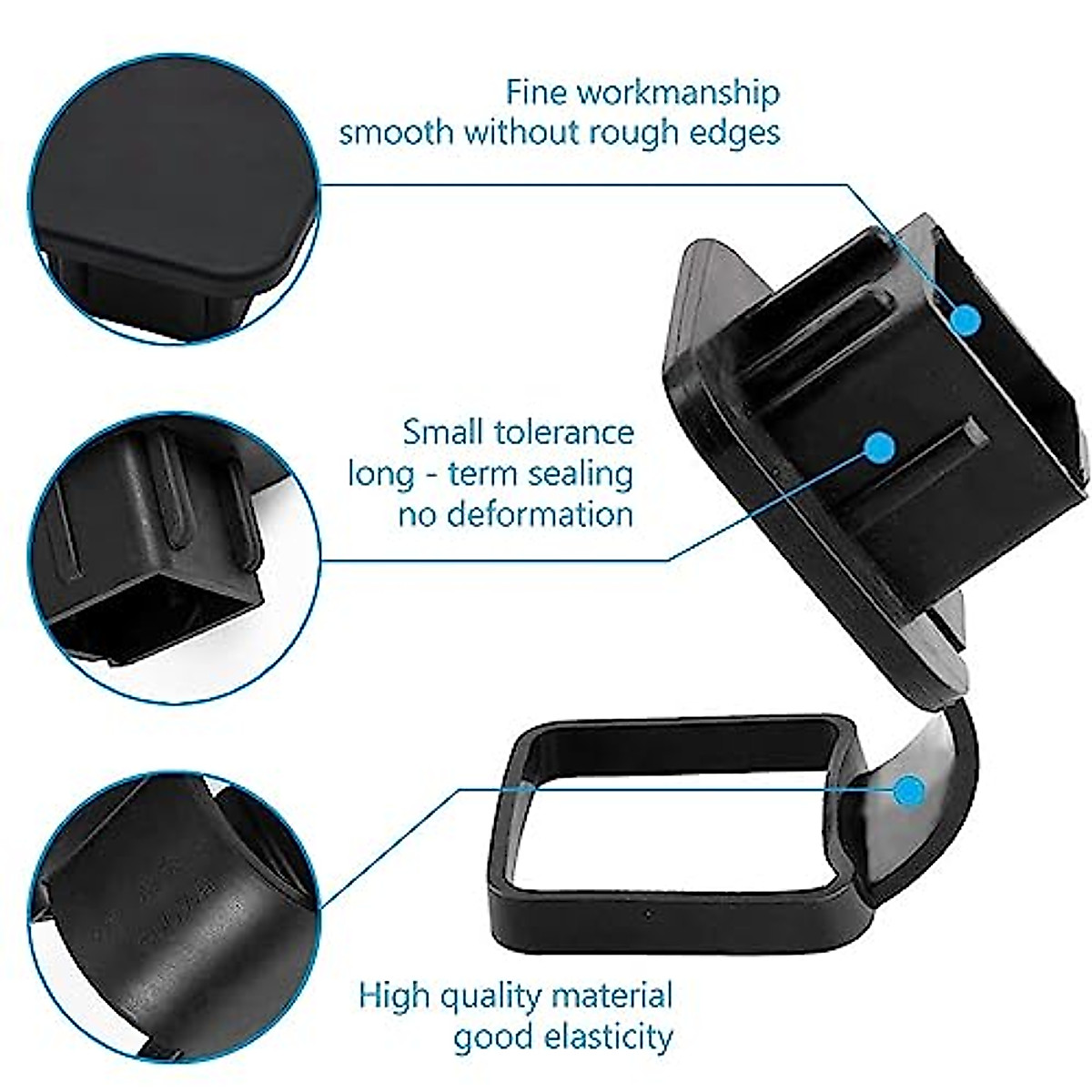 gunhunt Pack of 1 Square Plug Protection Cap, Traction Cover, 2In Trailer Hitch Covers, Car Trailer Cover, for Toyota Ford Jeep Chevrolet Nissan Dodge (Black)