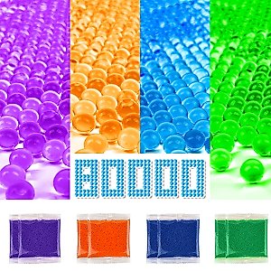 Banvih Gel Gun Blaster Refill Ammo - 7-8mm, 8Pack, 80000 Pieces, 7.5mm Splatter Water Balls Beads Bullets Compatible for Splatrball, Splat Gun, Orby Gun Etc - Blue Green Purple Orange, for Ages 14+