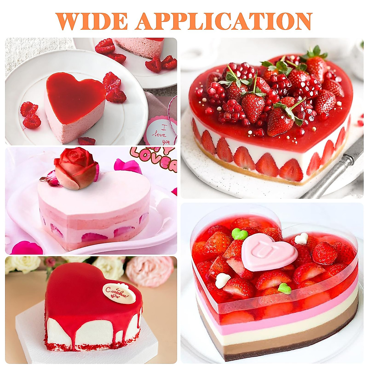 CALLARON 5pcs Aluminum Foil Cake Pan Aluminum Foil Pans Heart Shape Cake Pan for Storing, Baking, Meal Prep & Reheating | Freezer & Oven Safe, Recyclable