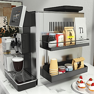 Slow Slog Magnetic Spice Rack, 4 Pack Magnetic Shelf for Refrigerator, Magnetic Refrigerator Organizer, Kitchen Space Saving, Moveable Spice Rack Organizer with Paper Towel Holder, Metal Gray