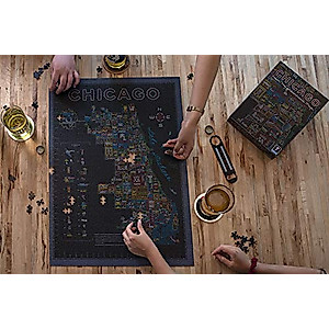 Neon Neighborhood Map of Chicago Puzzles - Puzzles for Adults 1000 Piece | Chicago Gift | Chicago Map