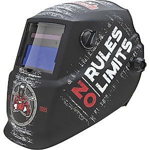 Lincoln Electric No Rules No Limits Welding Helmet K4983-1, Auto Darkening, Lightweight Weld Headgear, Shade 7-13, Grind Mode, Use for Stick, TIG, Pulsed TIG, MIG, Pulsed MIG, Flux Core, Gouging