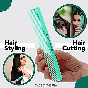 Allegro Combs 420 Hair combs Barber Comb Set Hair Cutting Pocket Styling Combs for Hair Stylist Wide And Fine Set 12 pk. (Fresh Mint)