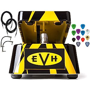 Briskdrop Dunlop EVH95 Signature Wah Pedal Bundle with 2 Instrument Cables, 2 Patch Cables and Dunlop Pick Pack, Yellow,Blue, EVH95-2x2