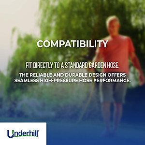 Underhill Precision Rainbow with High Flow Control Valve Garden Water Hose Nozzle, 15 GPM 80 PSI, 3/4-Inch Thread Inlet by 1-Inch, HN1500CV