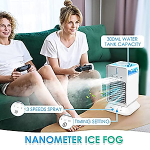 YiimDaifun Portable Air Conditioner, 2000mAh Rechargeable Atomization Fan (Timeable 2-4H), 90° Oscillation Cool Breeze Air Conditioner, Personal Space Cooler for Rooms, Offices, Campers, Indoor