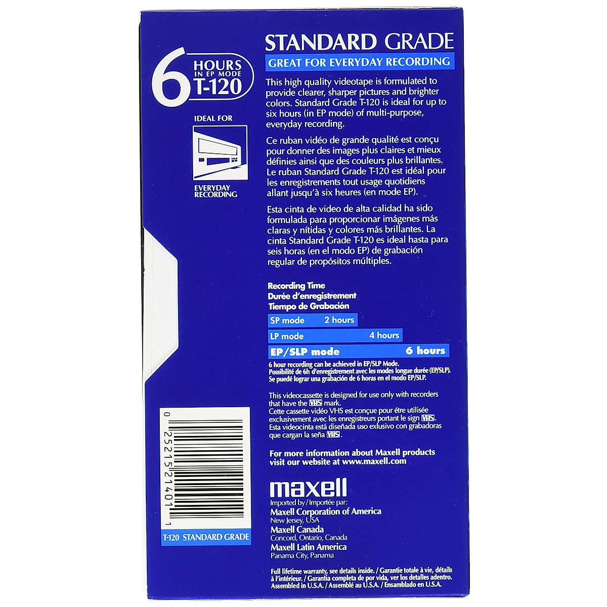 12 Pack All-Purpose Standard Grade 6 Hour VHS Videotape Cassette by MAXELL (Catalog Category: Presentations & Meeting Supplies / Audio Visual)
