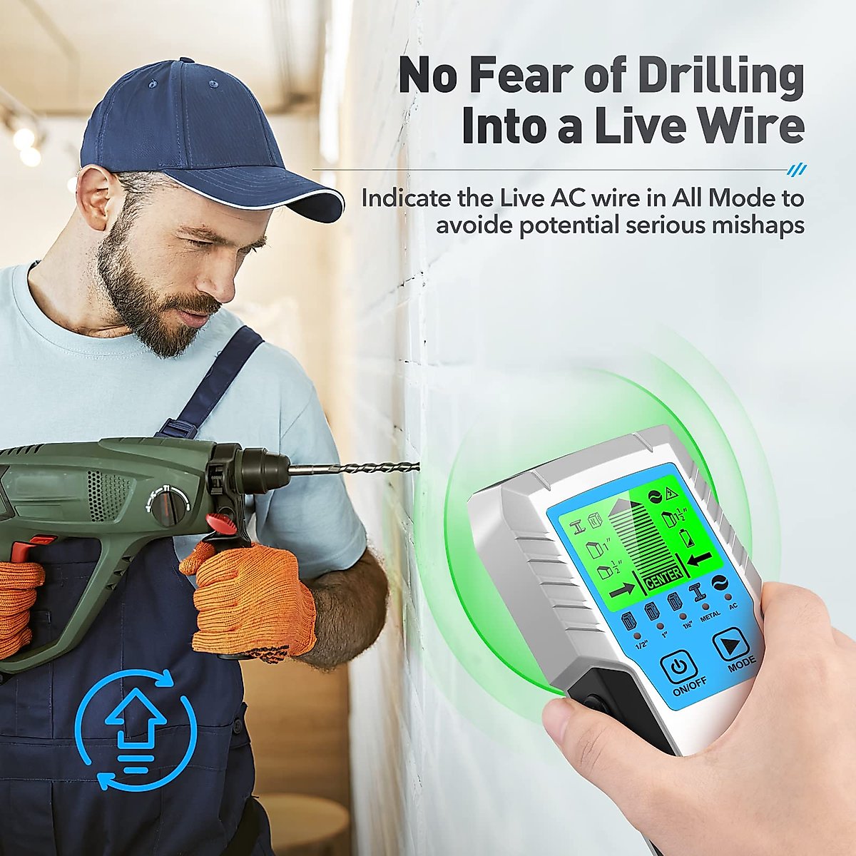 Stud Finder Wall Scanner Detector - Upgrade 5 in 1 Electronic Stud Sensor Wall Wood Metal Stud Sensor Pipe Joist Beam Finders Accurate Edge Center Finder for Wood Beams AC Wires Metal Detection