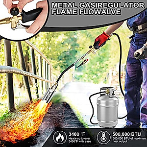 POWERFUL Propane Torch Weed Burner,Blow Torch,Flamethrower with Turbo Trigger Push Button Igniter and 9.8 FT Hose,for burning weeds,Roof Asphalt, ice snow,Road Marking,Charcoal