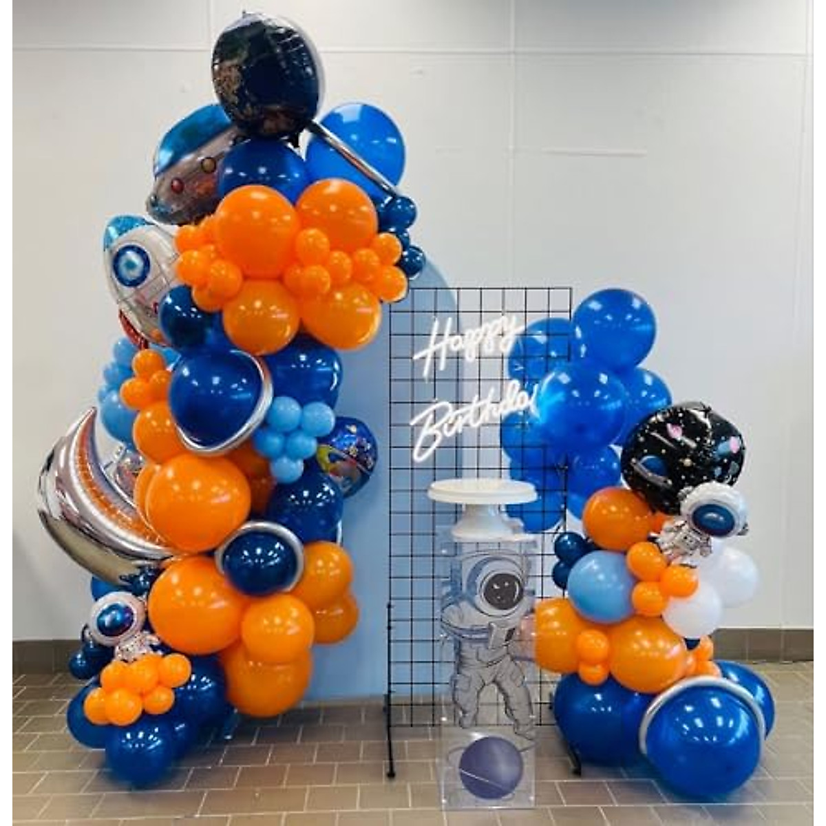 Blue and Orange Balloons, 50 Pcs 12 Inch Orange Royal Blue Metallic Silver Balloons with Ribbons for Birthday Party Wedding Baby Shower Graduate Decorations