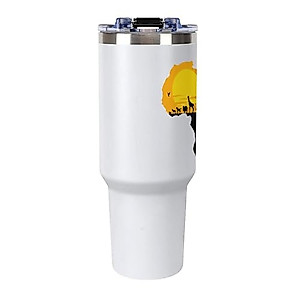 African Map with Wild Animals 40oz Water Bottle Double Wall Insulated Tumbler with Handle Leakproof Travel Mug White-style