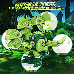 Powerextra Take Apart Dinosaur Toys, STEM Dinosaur Toy Set with Electric Drill, Educational Learning and Fun Construction for Kids Ages 3-8